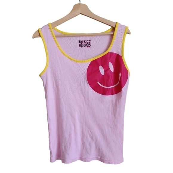 Vintage | Tops | Y2k Vintage Do Not Disturb Pink Yellow Smiley Face ...